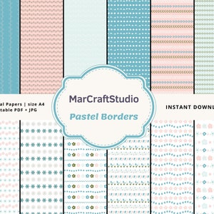 Digital Papers Pastel Borders A4 Size Instant Download JPG Files ...