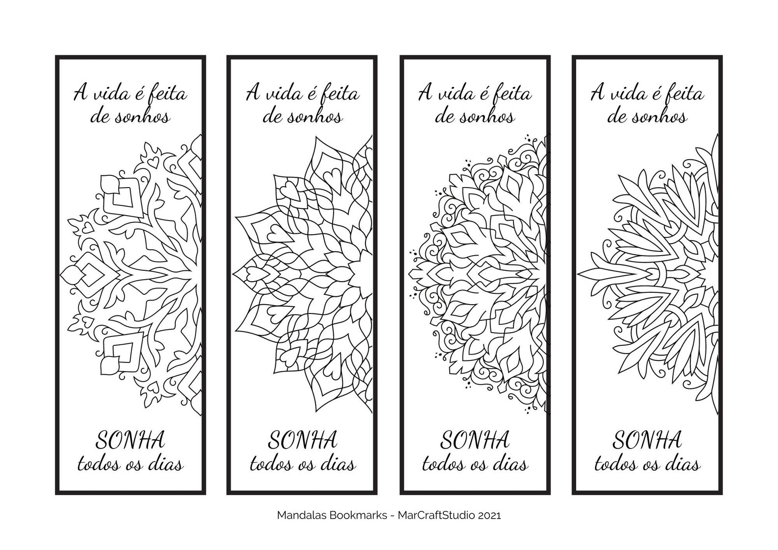 Printable Coloring Bookmarks | Mandala Patterns | JPG File | PDF File ...