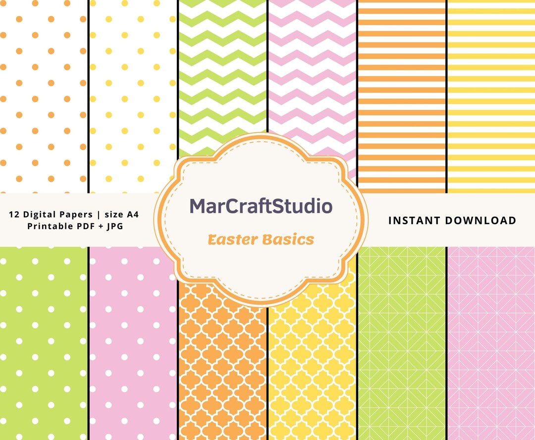 Digital Paper | Easter Basics | A4 Size | Instant Download | JPG File ...