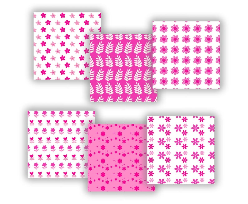 Digital Papers | Pink Flower Power | A4 Size | Instant Download | JPG ...
