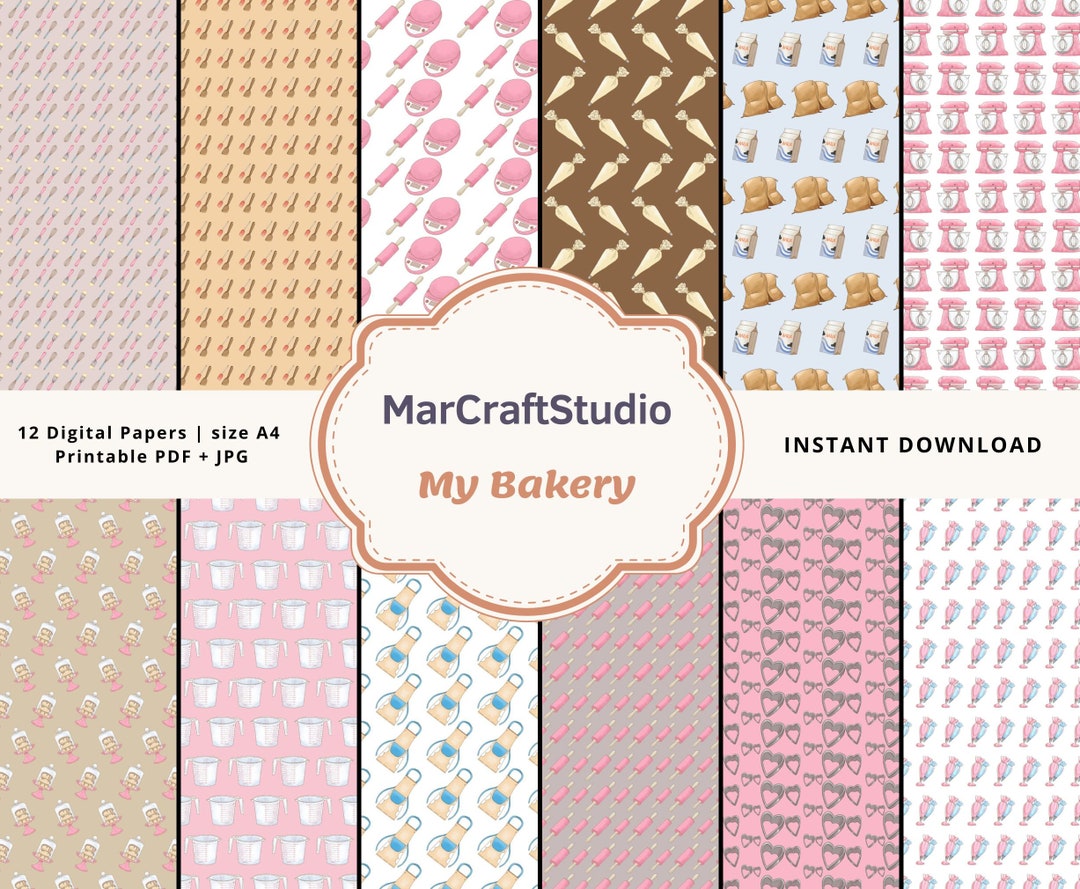 Digital Papers | My Bakery | A4 Size | Instant Download | JPG Files ...