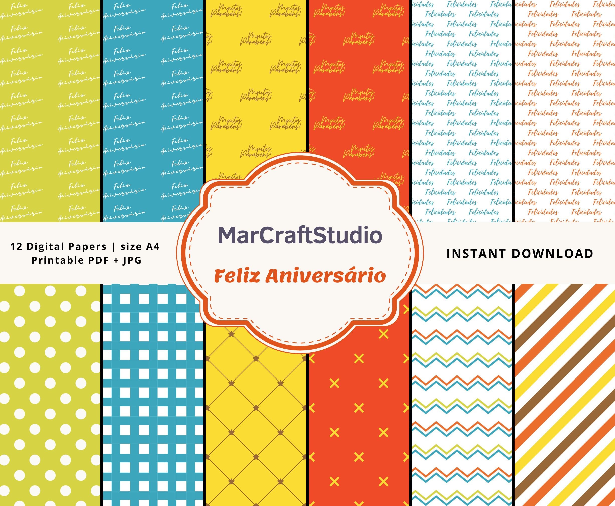 Digital Papers | Happy Birthday | A4 Size | Instant Download | JPG ...