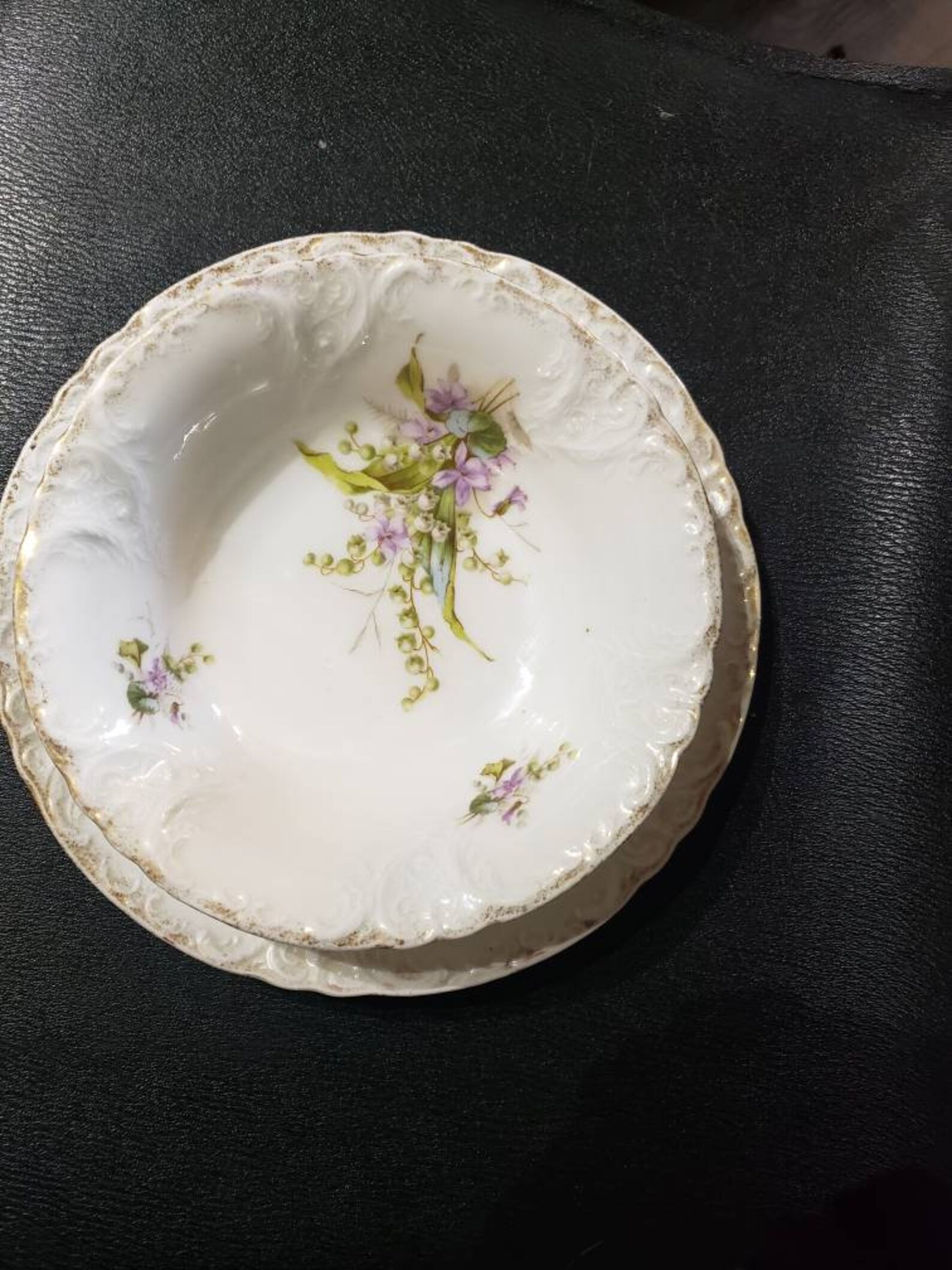 Carl Tielsch Germany Purple violets bowl and plate | Etsy