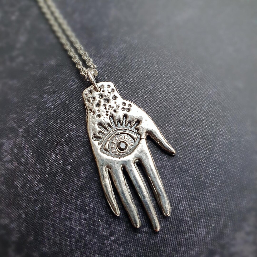 Evil Eye Hand Pendant, Palmistry Hand Necklace, Celestial Hand Jewelry ...