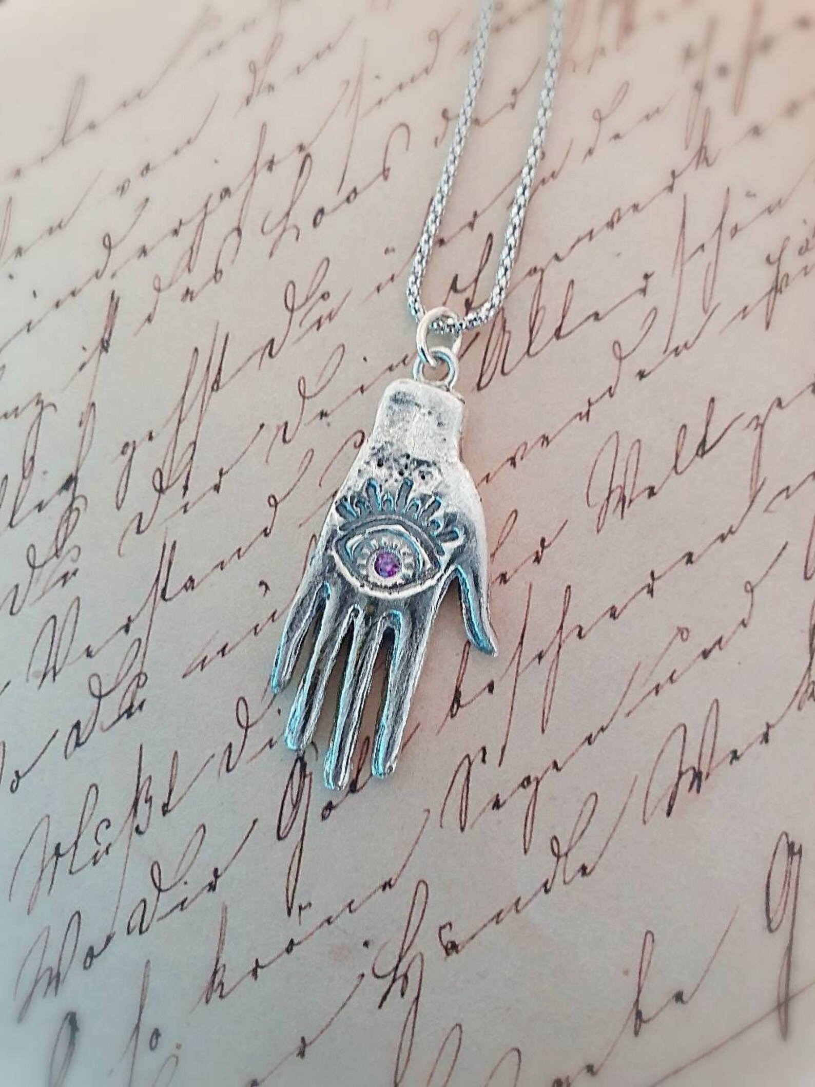 Evil Eye Hand Pendant Palmistry Hand Necklace Celestial Hand - Etsy