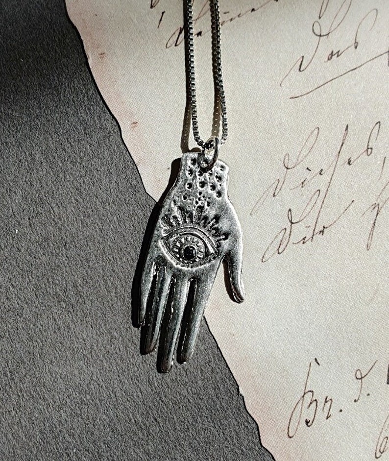 Evil Eye Hand Pendant Palmistry Hand Necklace Celestial Hand - Etsy