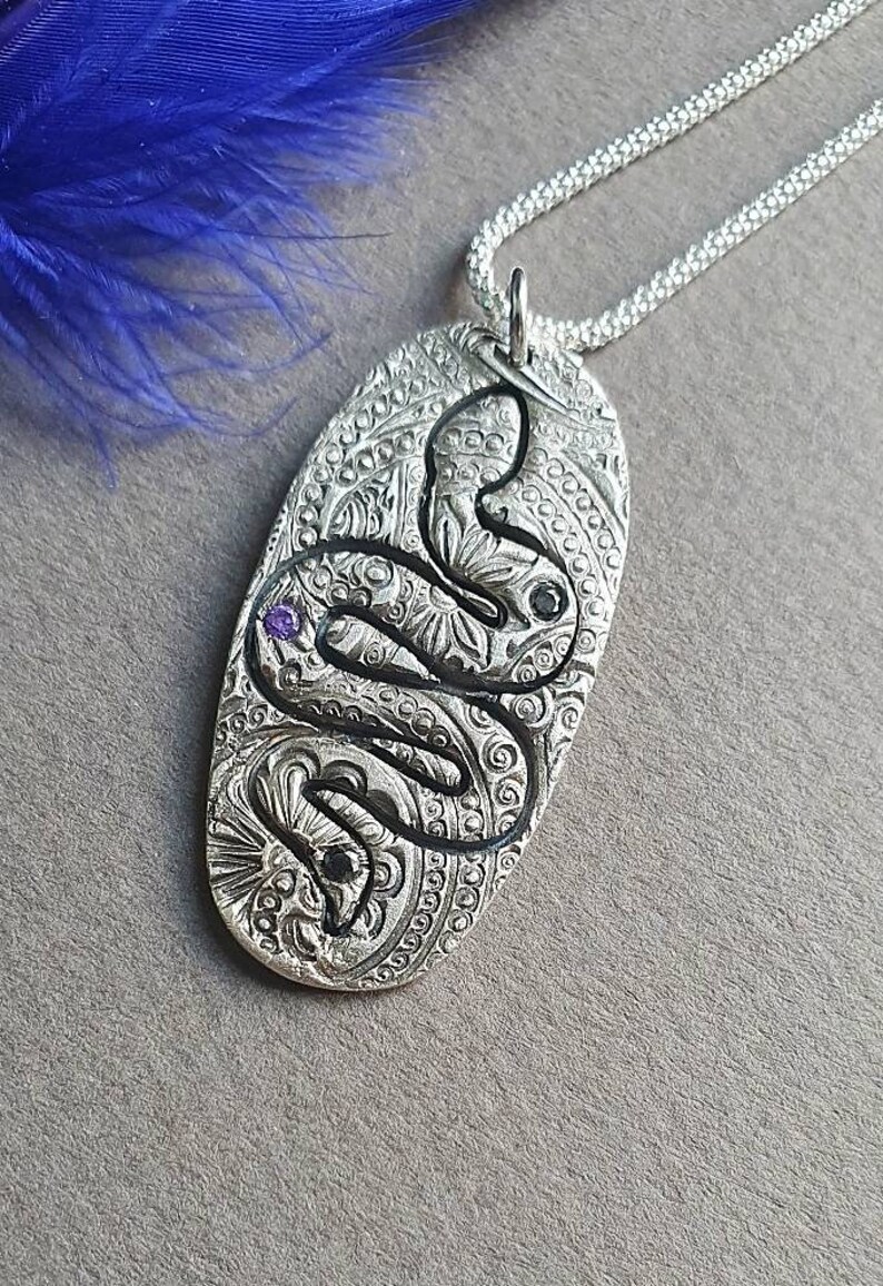 Snake Pendant Necklace, Alchemist Serpent Amulet, Goddess Hecate ...