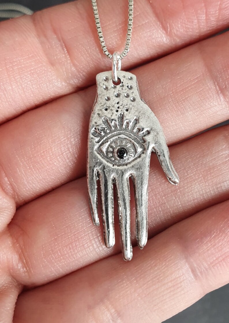 Evil Eye Hand Pendant Palmistry Hand Necklace Celestial Hand - Etsy