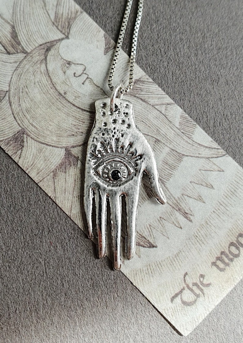 Evil Eye Hand Pendant Palmistry Hand Necklace Celestial Hand - Etsy