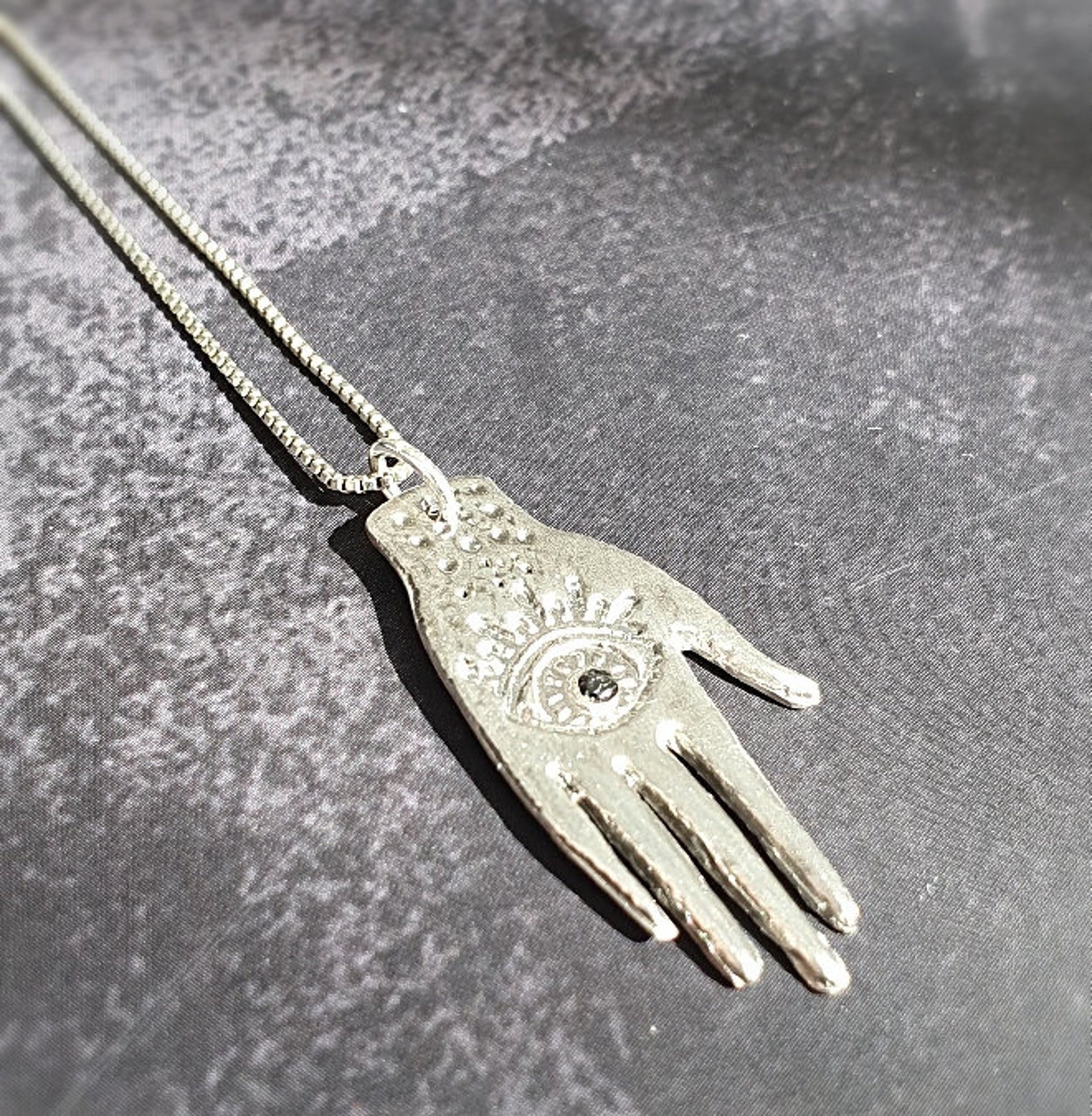 Evil Eye Hand Pendant Palmistry Hand Necklace Celestial Hand - Etsy