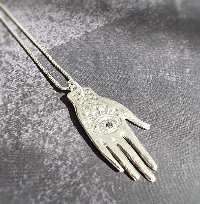 Evil Eye Hand Pendant Palmistry Hand Necklace Celestial Hand - Etsy