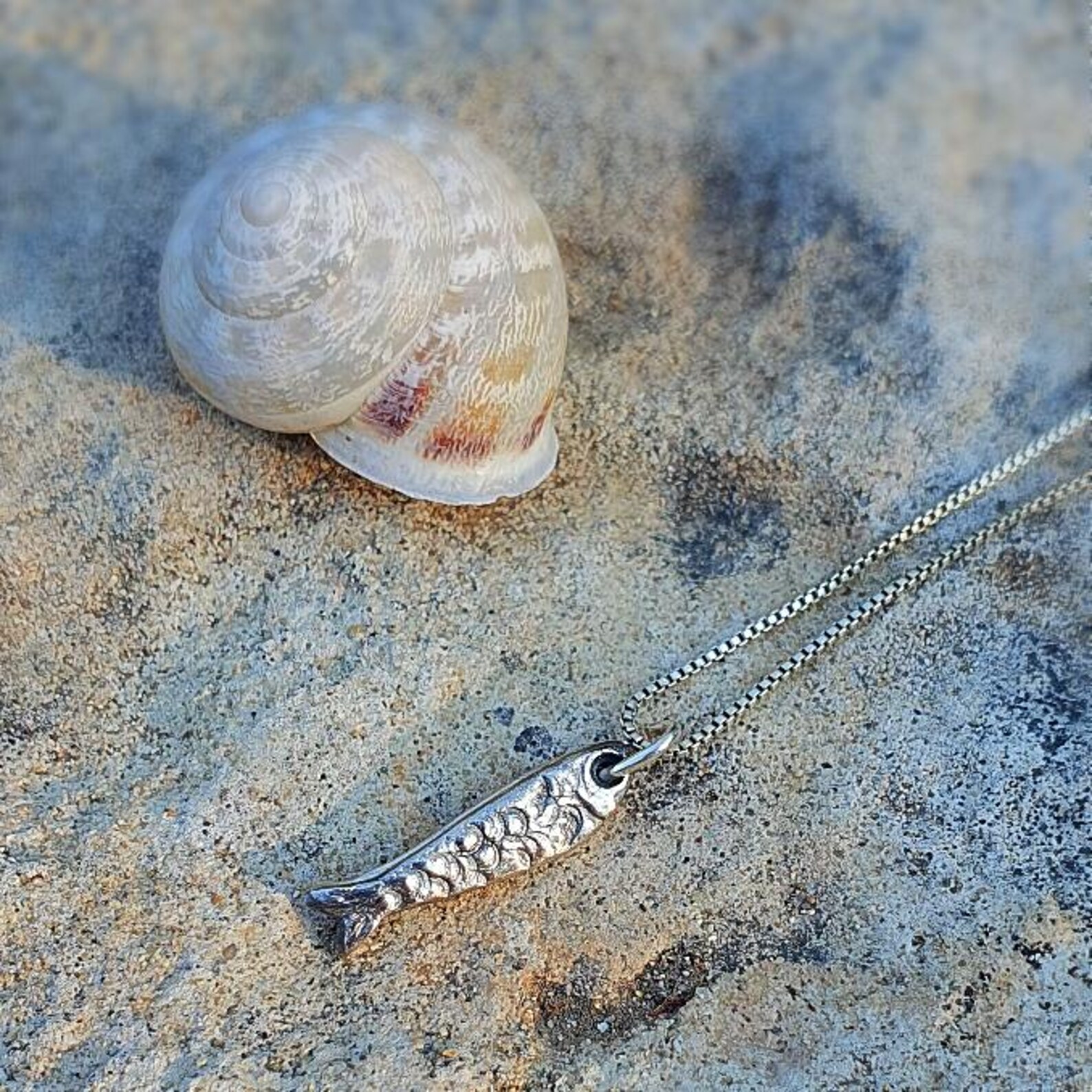 Sardines Fish Charm Necklace, Sardine Pendant Necklace, Silver Charm ...