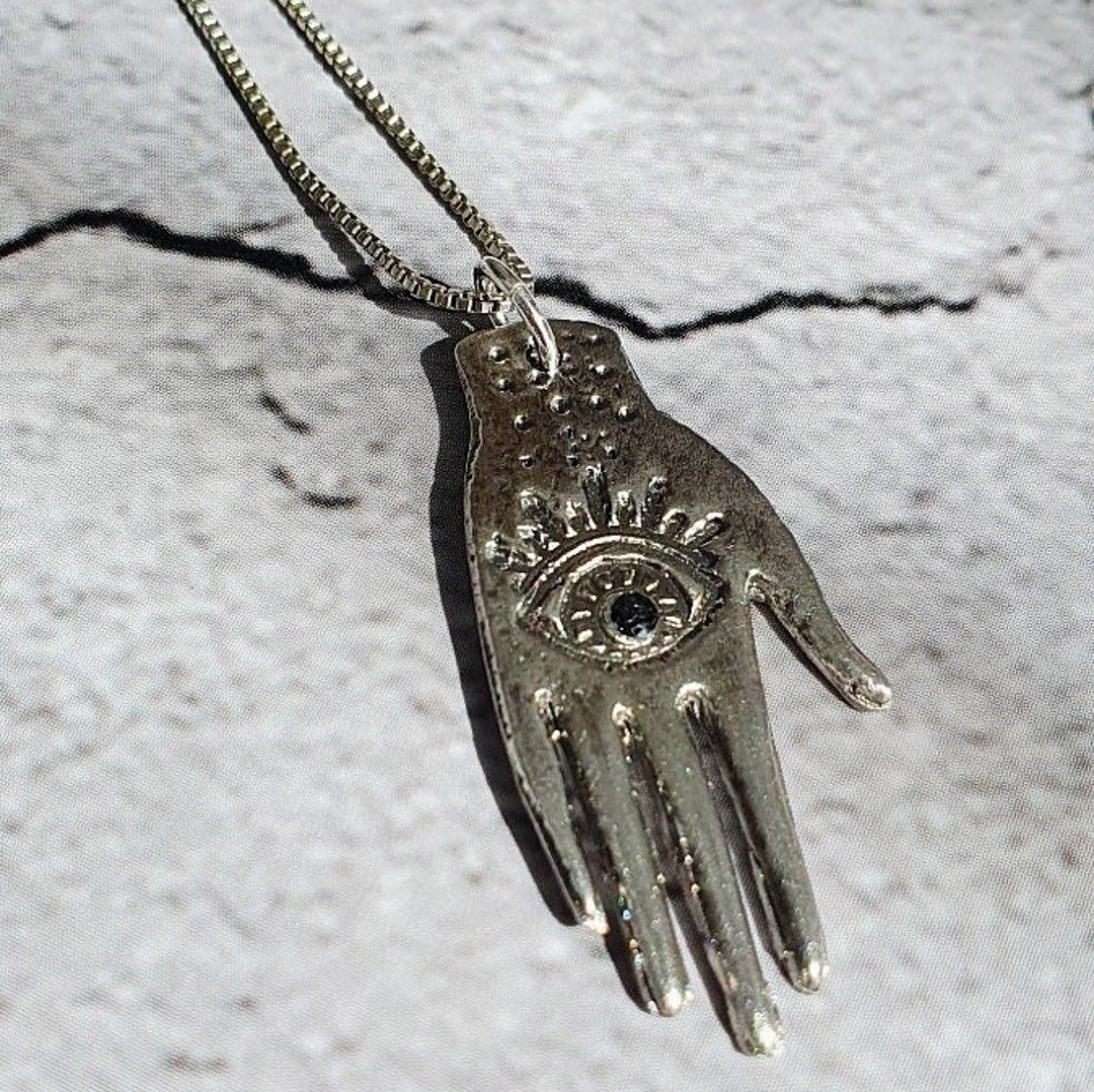 Evil Eye Hand Pendant Palmistry Hand Necklace Celestial Hand - Etsy