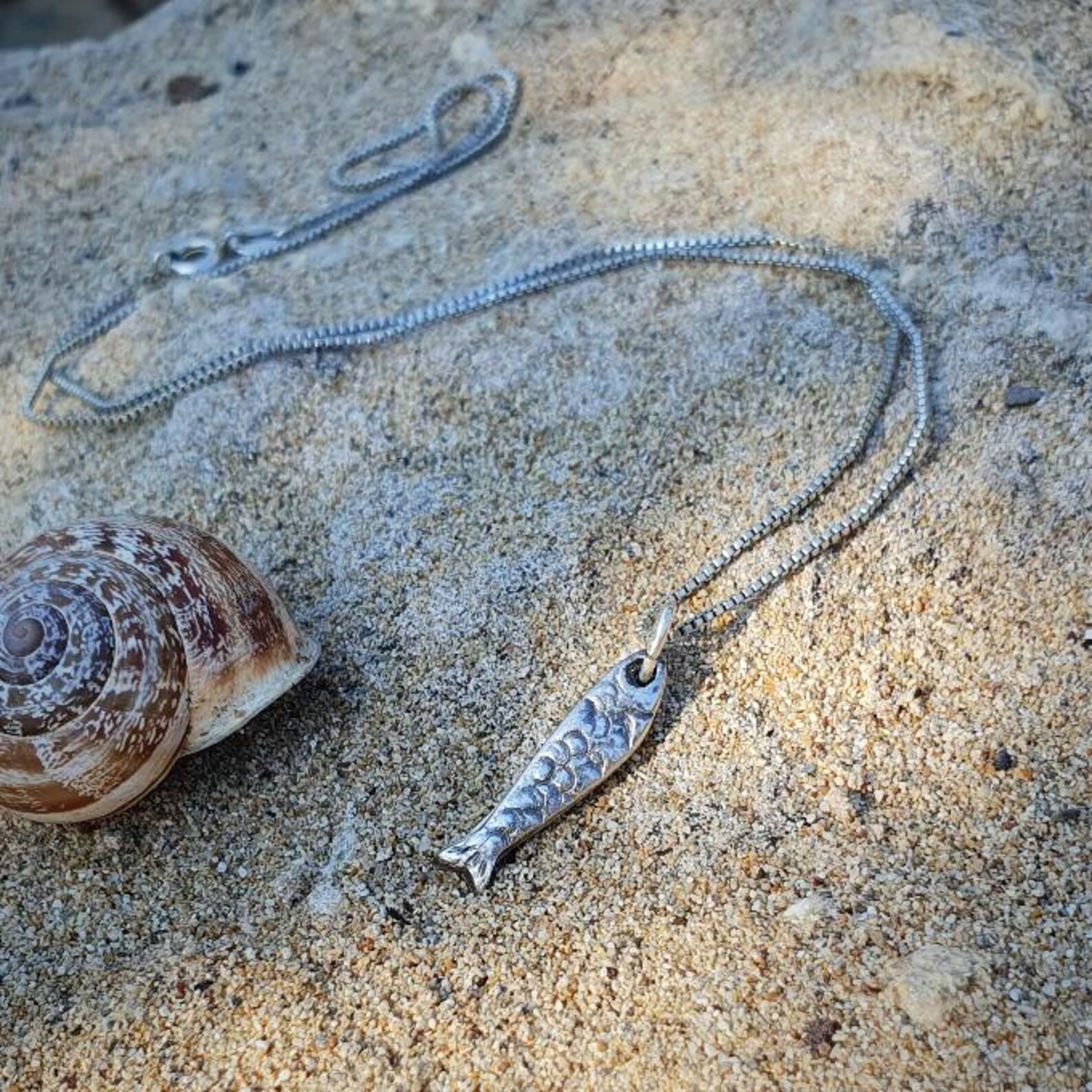 Sardines Fish Charm Necklace, Sardine Pendant Necklace, Silver Charm ...