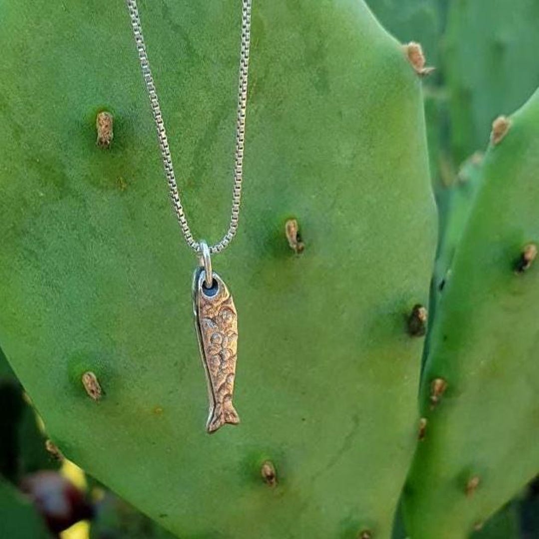 Sardines Fish Charm Necklace, Sardine Pendant Necklace, Silver Charm ...