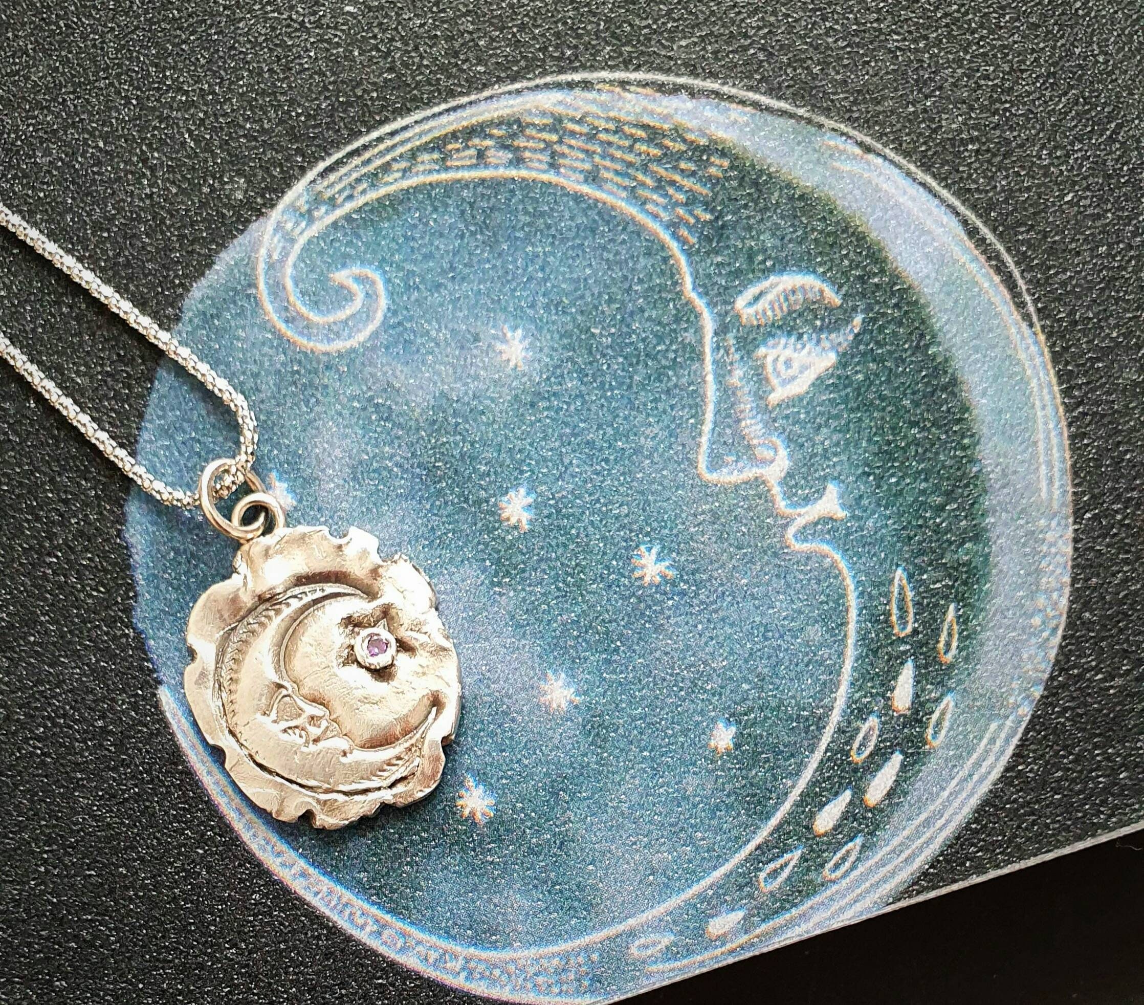 Unique Moon Necklace Silver, Star and Moon Necklace with Zircon ...