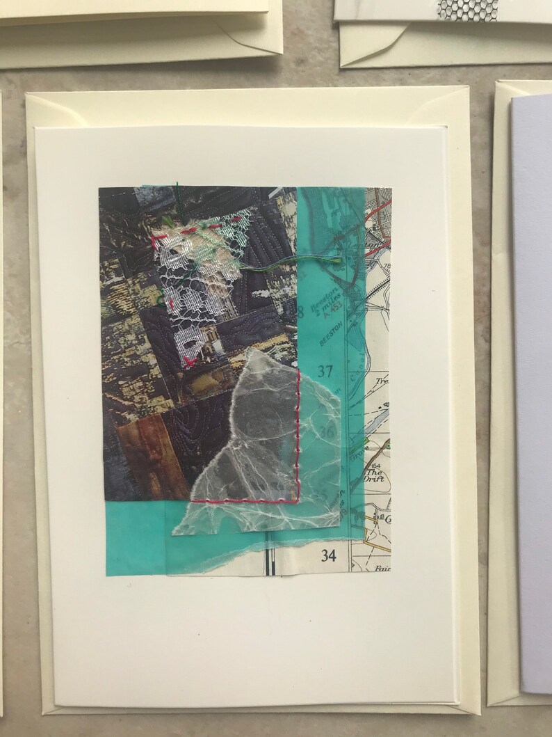 Handmade Paper Collage Greetings Cards Set of Four. - Etsy