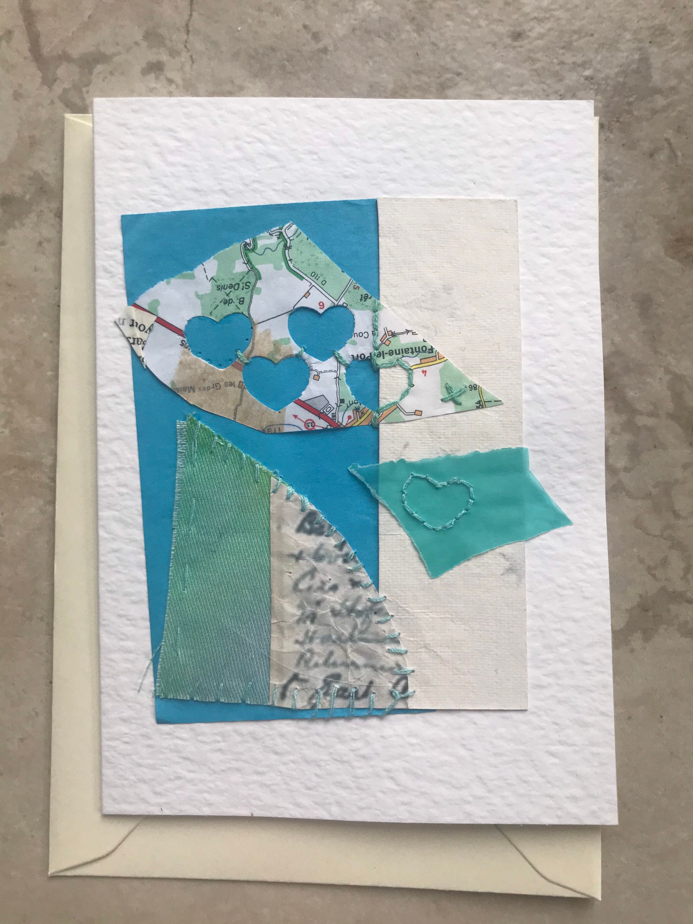 Handmade Paper Collage Greetings Cards Set of Four. - Etsy