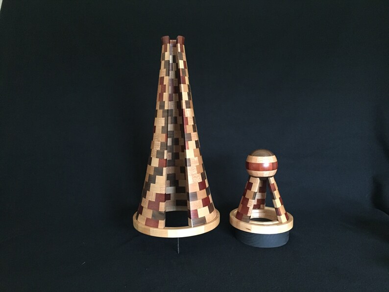 9 X 18 Inch Segmented Tower Sculpture Using Walnut, Maple, Cherry, Oak ...