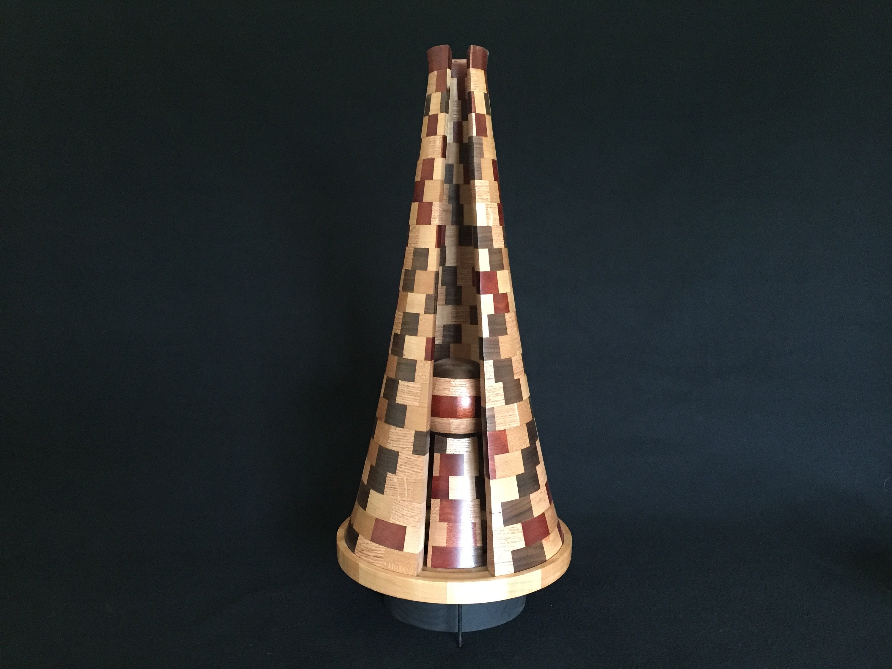 Oak Paduk 9 x 18 inch Segmented Tower Sculpture using Walnut Cherry ...