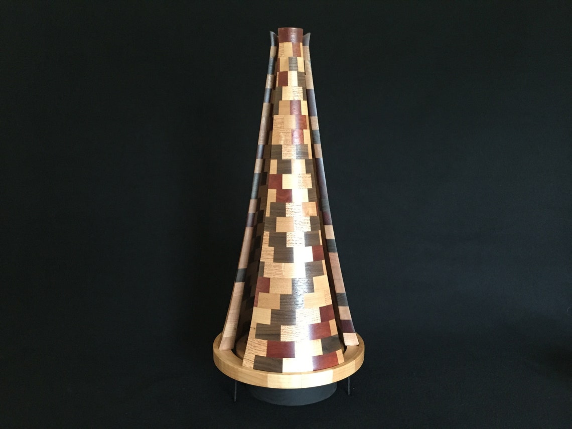 9 X 18 Inch Segmented Tower Sculpture Using Walnut, Maple, Cherry, Oak ...