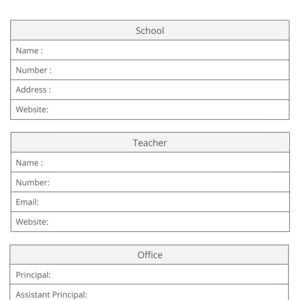 School Information Printable Binder (A4 Size) - Etsy
