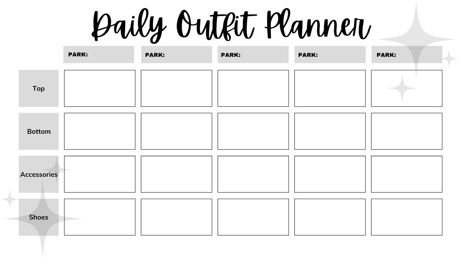 Daily Outfit Planner - Instant Download - Etsy