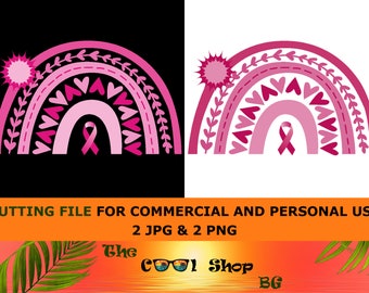 Pink Ribbon Boho Rainbow Svg. Breast Cancer Awareness, in October We ...