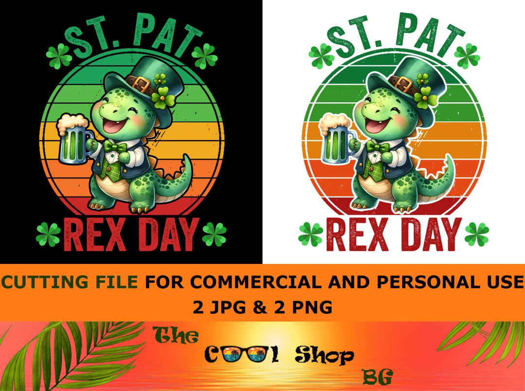 St. Patrick's Rex Png, St. Pat-rex Day Png, Lucky Dinosaur Png, Lucky T ...