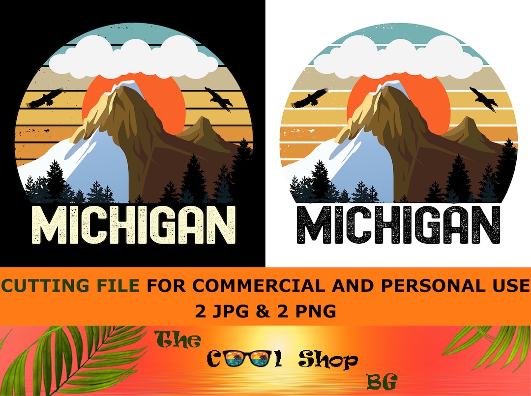 Retro Michigan Vintage Sublimation Png, Michigan Sunset Png Design ...