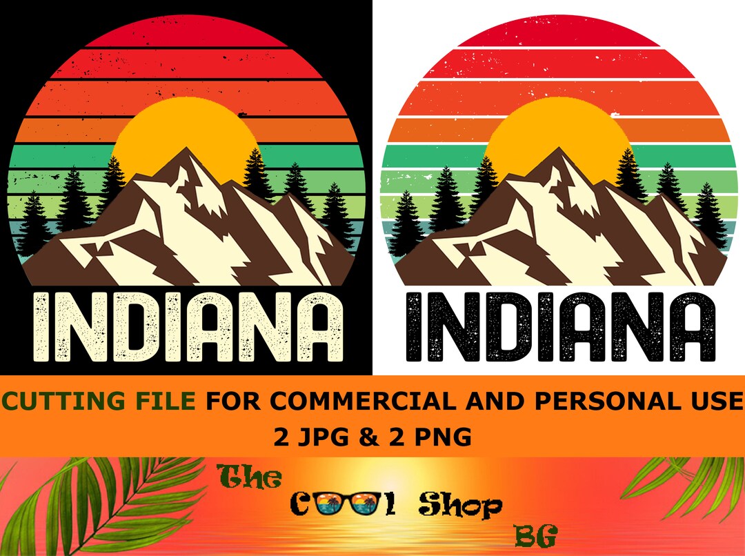 Retro Indiana Vintage Sublimation Png, Indiana Sunset Png Design ...