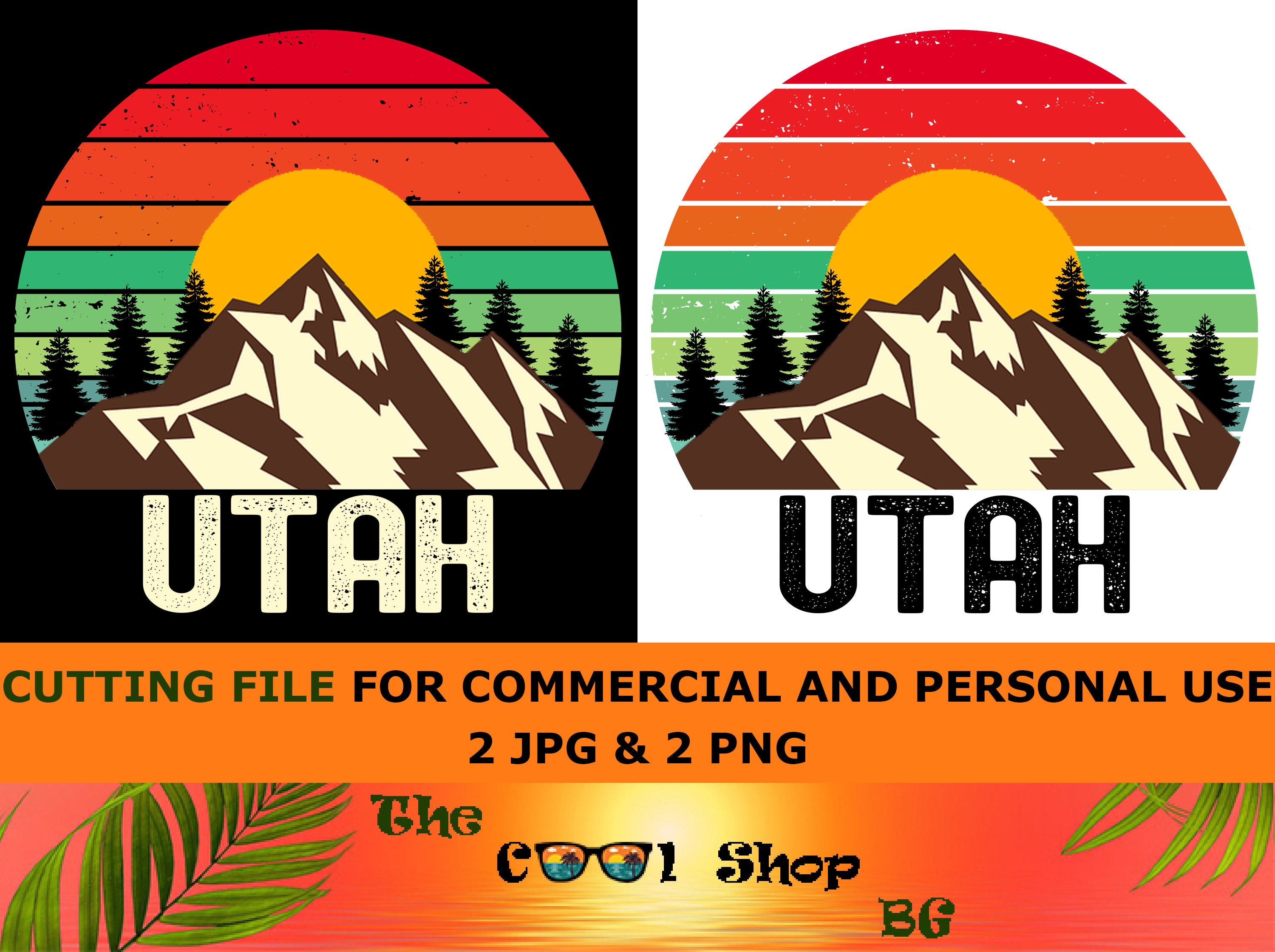 Retro Utah Vintage Sublimation Png, Utah Sunset Png Design, Mountains ...