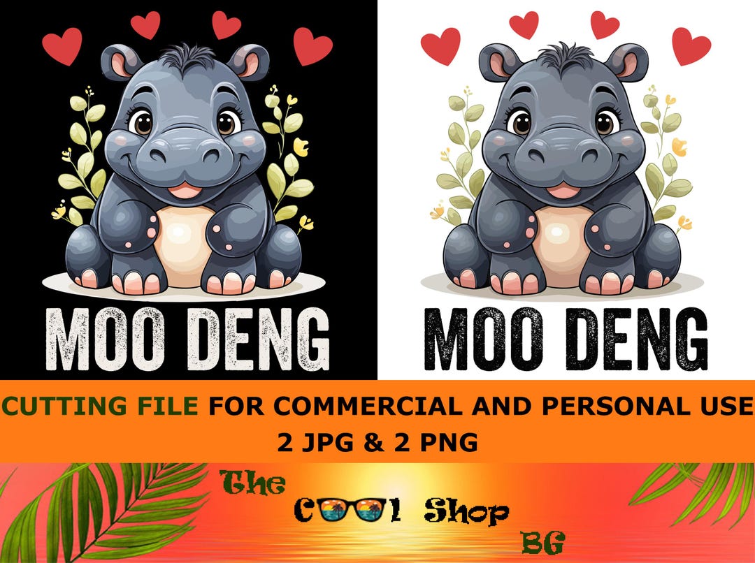 Moo Deng Hippo Png, Cute Thai Hippo, Baby Hippo Files for Cricut, Moo ...