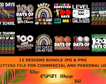 100 Days of School PNG Bundle, 100th Day of School Png, 100 Days Png ...