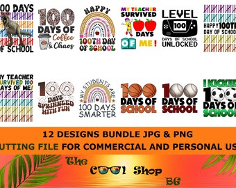 100 Days of School PNG Bundle, 100th Day of School Png, 100 Days Png ...