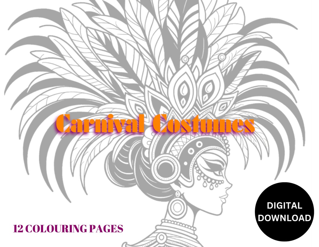 Carnival Costumes Colouring Pages Printable Colouring Book - Etsy