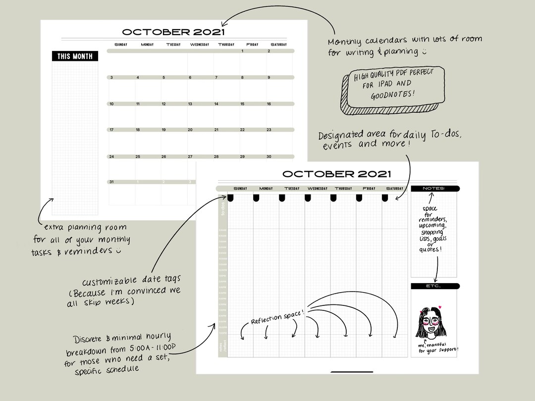 Digital Calendar 2021 - 2022, September to August, Goodnotes, Ipad ...