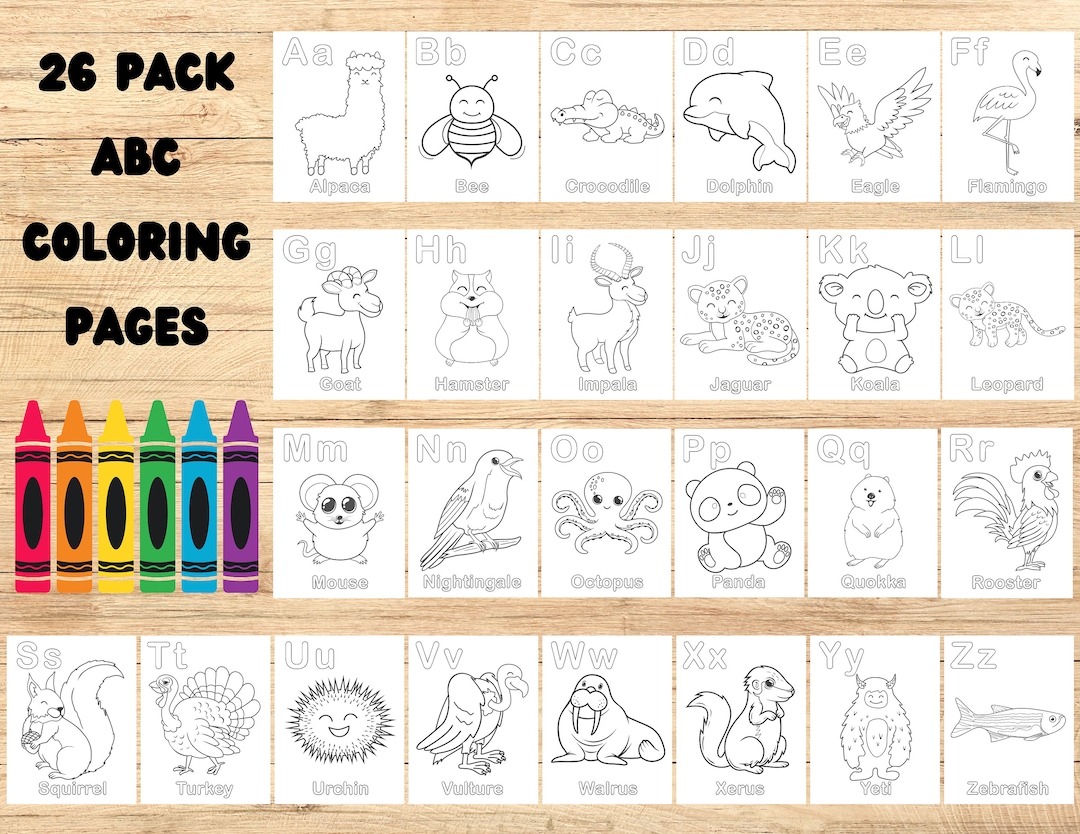 Animal Abcs Coloring Pages - Etsy