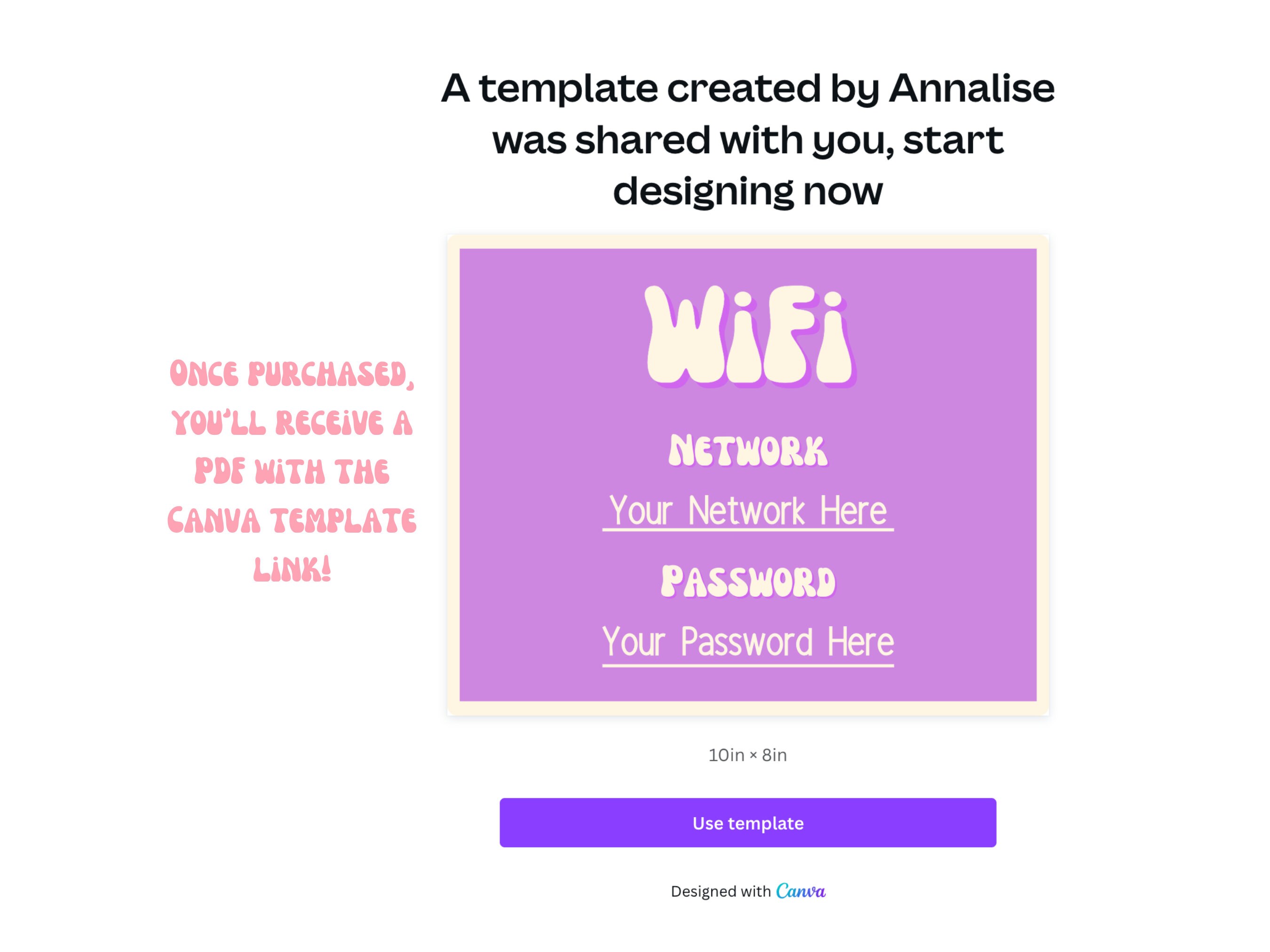 Retro Purple Printable Wifi Sign | Cute Printables for Girls | Groovy ...