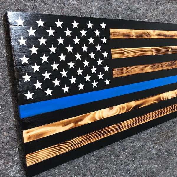 Wooden Thin Blue Line Flag - Etsy