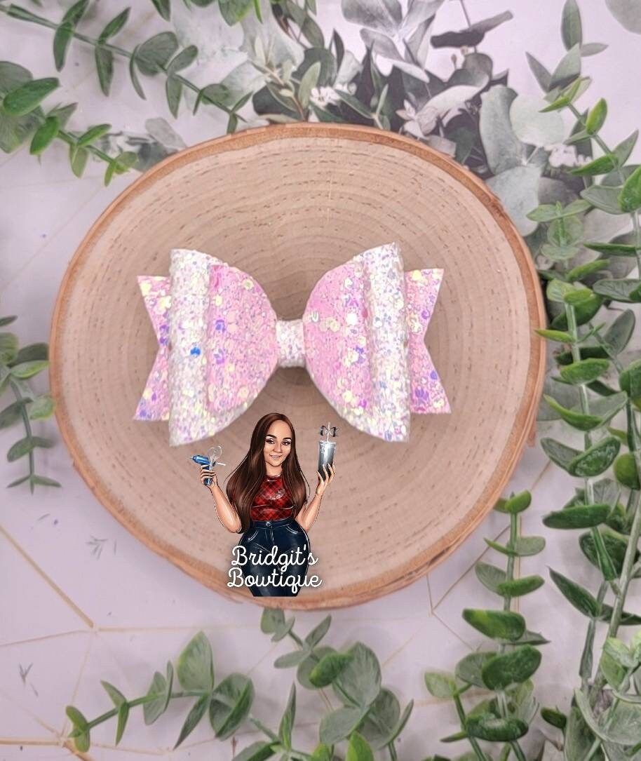 Pink Glitter & White Glitter Straw Bow Straw Bow Topper - Etsy