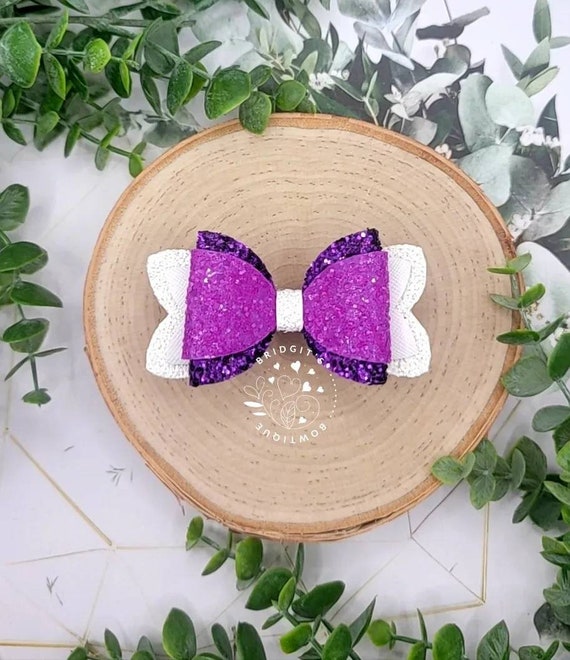 Purple & White Glitter Straw Bow Straw Bow Straw Topper - Etsy