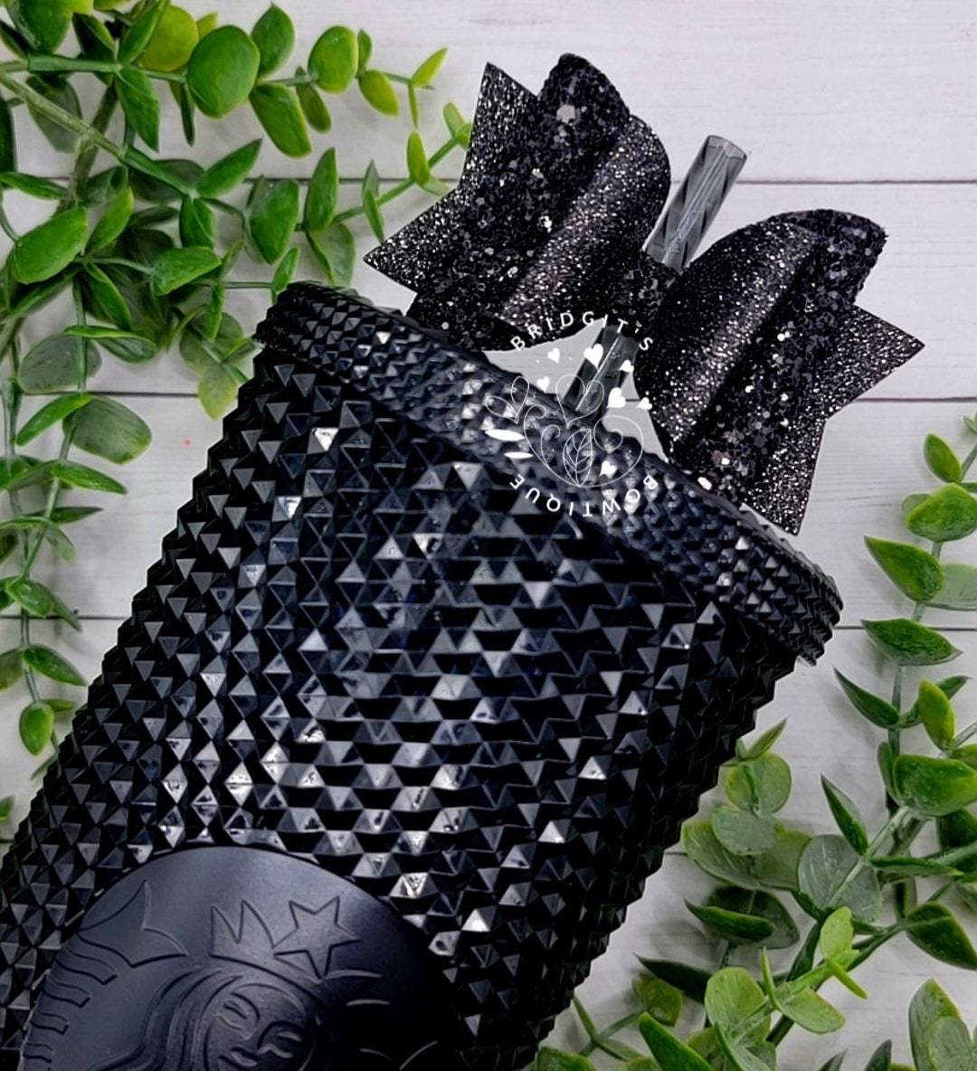 Black Glitter Straw Bow Straw Bow Topper Starbucks Straw Accessory ...