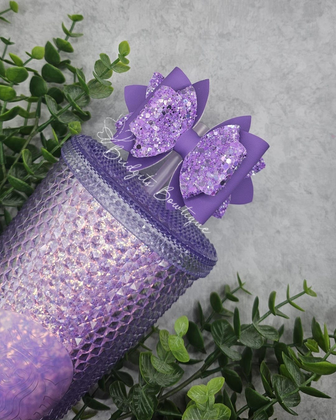 Lavender Purple Glitter Straw Bow | Tumbler Straw Topper | Stanley Bow ...