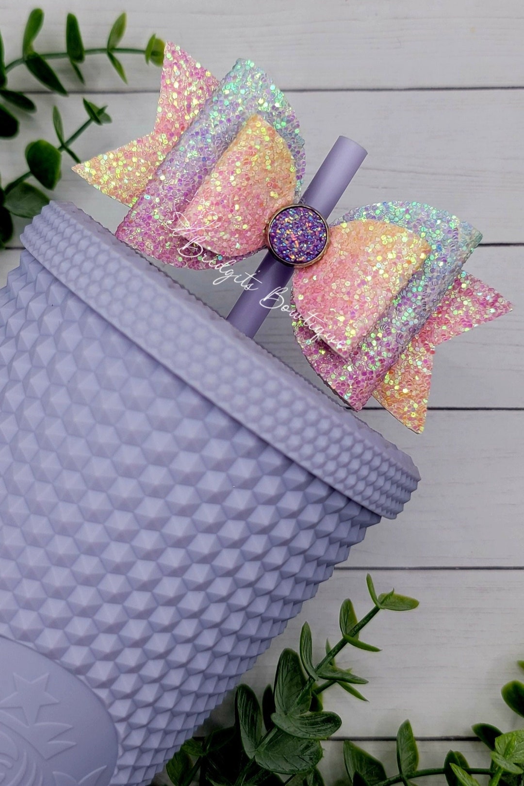 Pastel Rainbow Glitter Straw Bow Straw Bow Topper Straw - Etsy