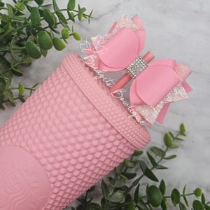 Pink Lace Glitter Stanley Bow Topper | Starbucks Straw Bow | Stanley ...