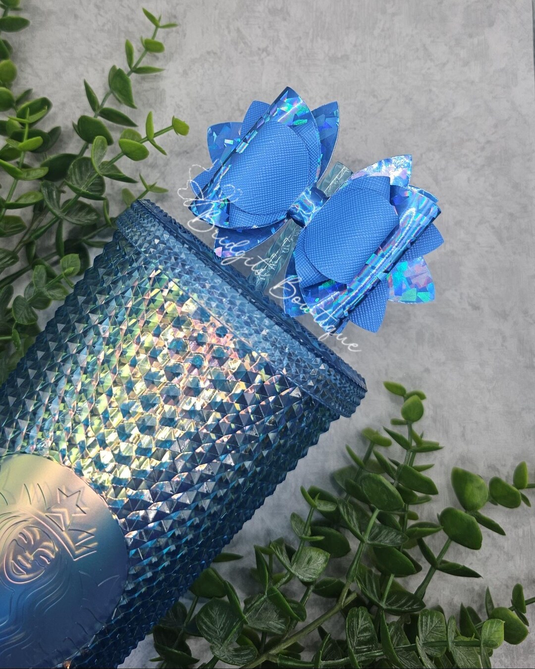 Blue Holographic Stanley Straw Bow Stanley Topper Bow Bows for Stanley ...