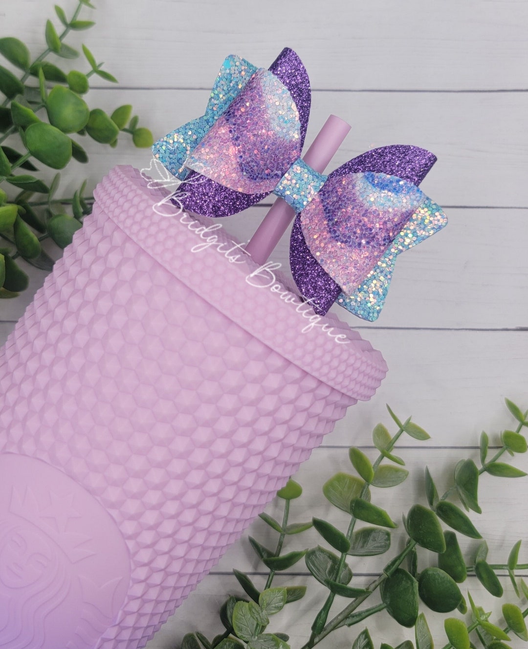 Purple, Blue & Pink Wave Glitter Straw Bow | Bow Straw Topper ...