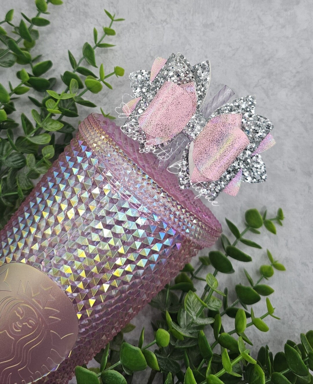 Aster Glitter Stanley Bow | Pink Glitter Silver Glitter Bow | Stanley ...