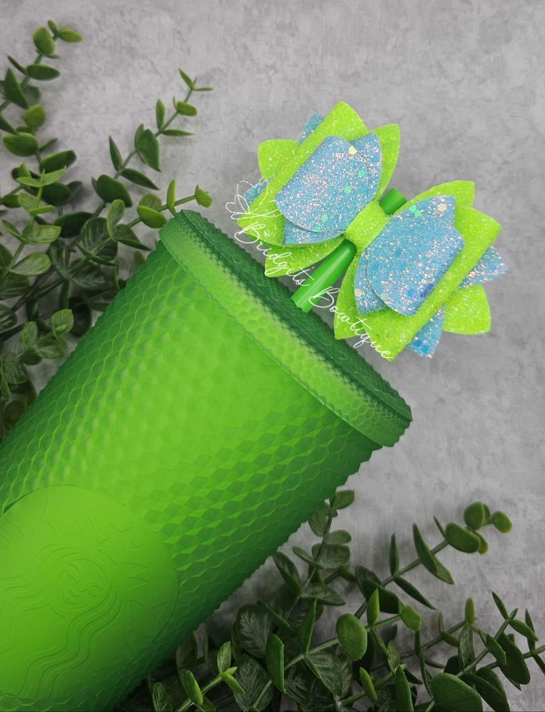 Bright Lime Stanley Bow | Glitter Straw Bow Topper | Stanley Bow Topper ...